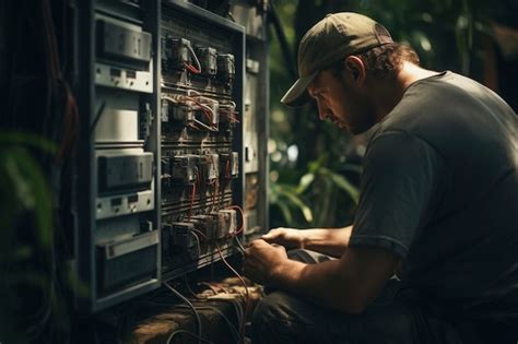 Premium Photo Photo Of A Worker Repairing An Electrical Fault