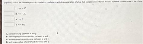 Solved Points Match The Following Sample Correlation Chegg