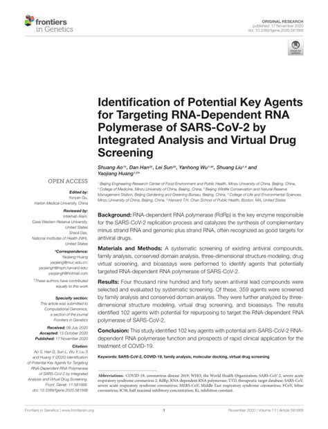Pdf Identification Of Potential Key Agents For Targeting Rna