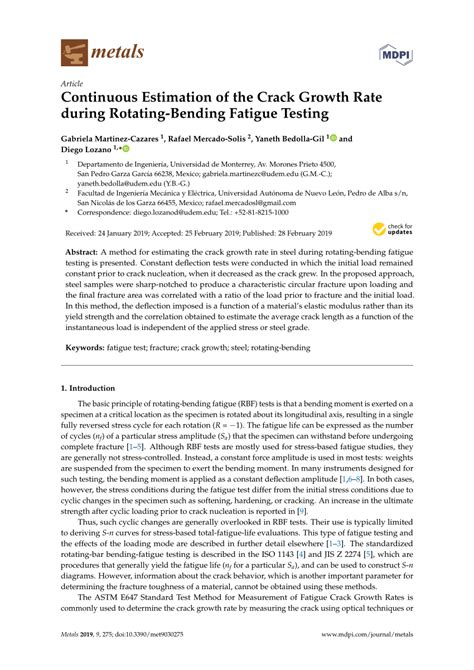 Pdf Continuous Estimation Of The Crack Growth Rate During Rotating