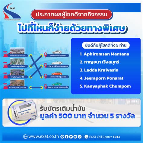 🎉 ประกาศผล ผู้โชคดีกิจกรรม การทางพิเศษแห่งประเทศไทย Exat