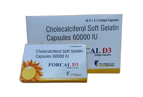 Cholecalciferol Soft Gelatin 60000 Iu Capsules 10 X 1 X 4 At Rs 180