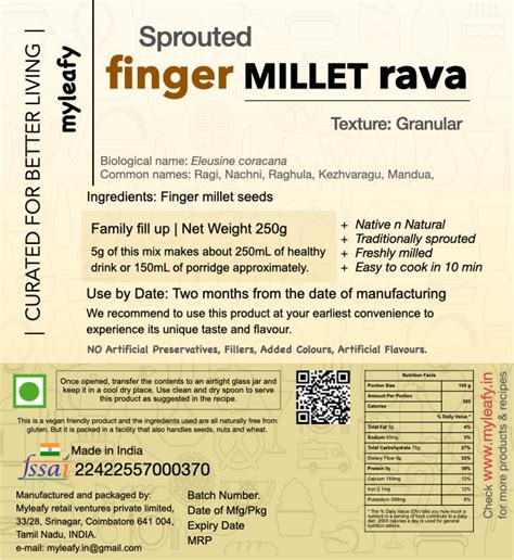 Finger Millet Rava Sprouted And Granulated