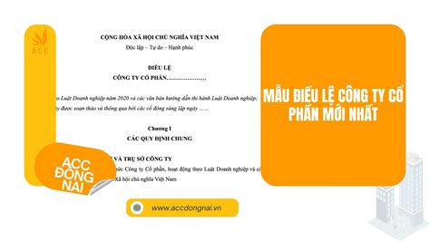 Mẫu điều Lệ Công Ty Cổ Phần Mới Nhất