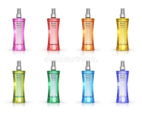 Ensemble De Bouteilles De Parfum De Couleur Illustration Stock