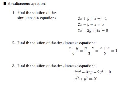 Solved Simultaneous Equations Find The Solution Of The Chegg
