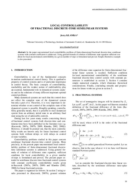 Pdf Local Controllability Of Fractional Discrete Time Semilinear