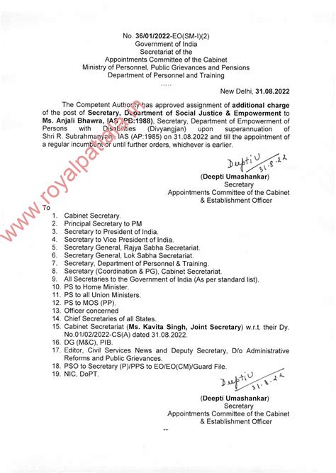 Punjab Cadre Ias Officer On Central Deputation Gets Additional Charge