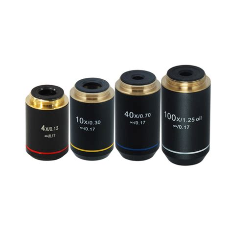 Infinity Corrected Achromatic Microscope Objective Lens Set Oil Spring