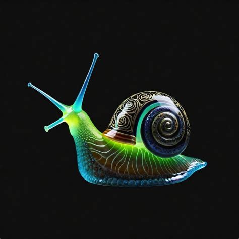 Premium Photo Garden Snail On A Black Background 3d Render Image