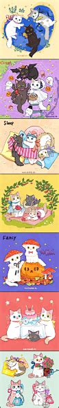 522 可爱卡通动漫萌宠小猫咪动态造型简笔画插画手绘动物美术素材 淘宝网