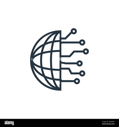 Global Network Outline Vector Icon Thin Line Black Global Network Icon Flat Vector Simple