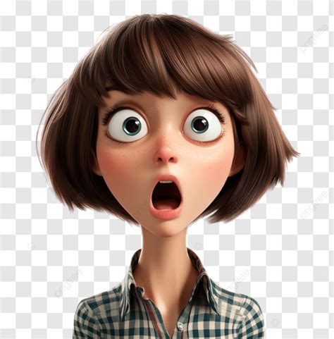 Expressive Animated Girl Illustration In Shock Surprised Cartoon Girl