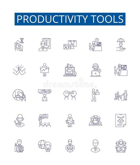 Productivity Tools Line Icons Signs Set Design Collection Of Organizer