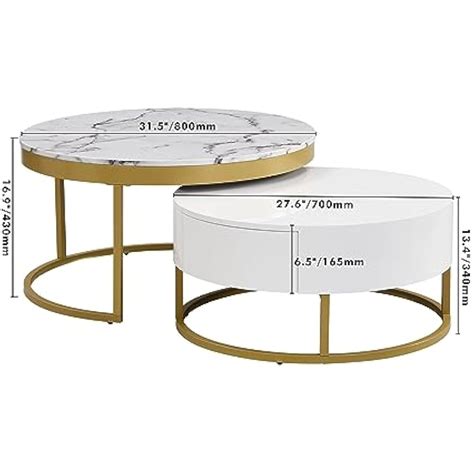 Modern Round Nesting Coffee Table With Marble Top Indonesia Ubuy