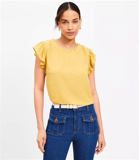 Flutter Sleeve Mixed Media Top