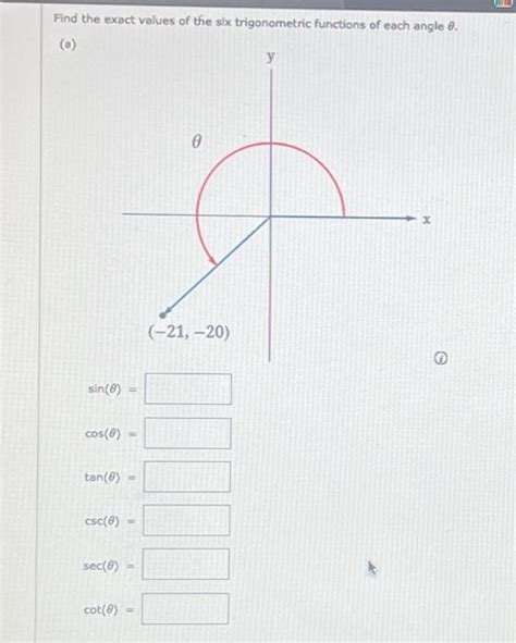 Solved Find The Exact Values Of The Six Trigonometric Chegg Com