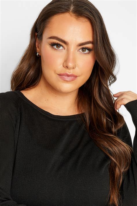 Yours Curve Black Fine Knit Jumper Yours Clothing