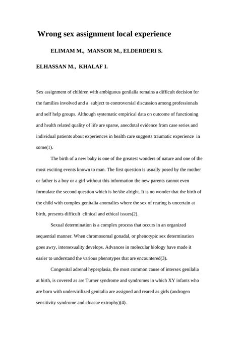 Pdf Wrong Sex Assignment