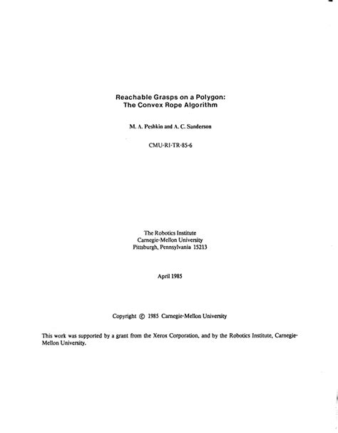 Pdf Reachable Grasps On A Polygon The Convex Rope Algorithm