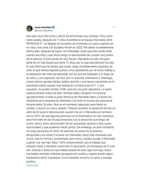 Lewis Hamilton Rompió El Silencio Tras Su Histórico Pase A Ferrari Y