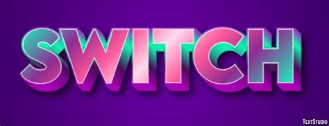 Switch Purple Green And Pink D Text Effect Generator