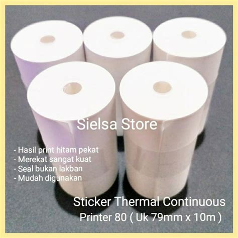 Jual Kertas Stiker Printer Thermal 80mm X 10 Meter Continuous Label Sticker Cetak Resi Olshop