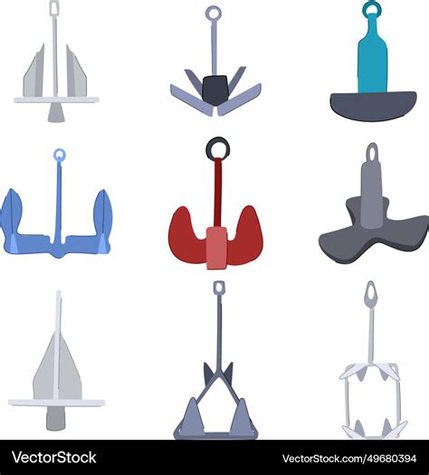 Boat Anchor Set Cartoon Royalty Free Vector Image