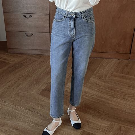 스판 부 슬림 베기핏 중청 데님