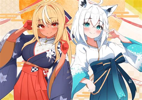 Shirakami Fubuki Shiranui Flare Shirakami Fubuki And Shiranui Flare