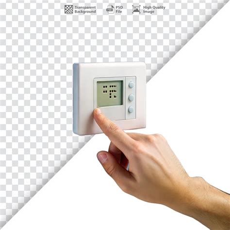 Hand Adjusting A Thermostat Representing Temperature Control Premium