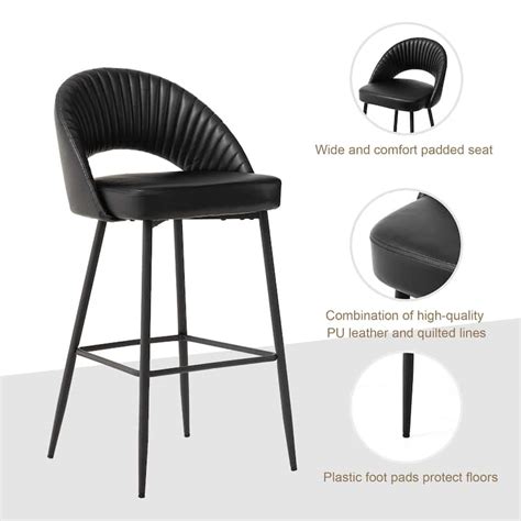 Glitzhome Modern Quilted Leatherette Tapered Legs Bar Stools Set Of 4 On Sale Bed Bath