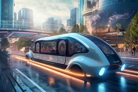 Premium Photo Autonomous Electric Vehicle Navigating Through A