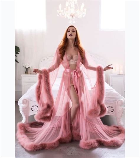 Sexy Long Bridal Sheer Fur Trim Robe Bridesmaid Wedding Gown Etsy Artofit