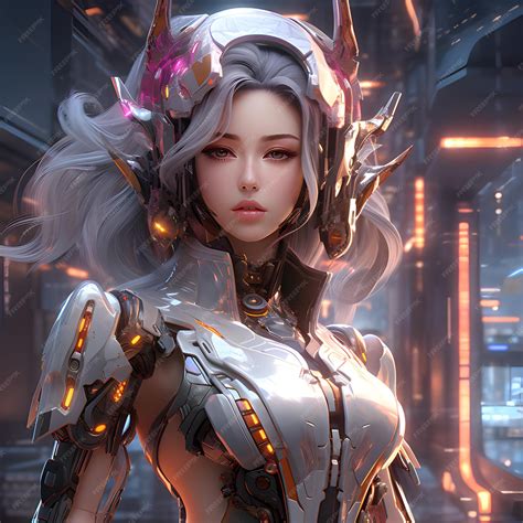 Premium Ai Image 3d Render Of Mecha Robot Anime Girl