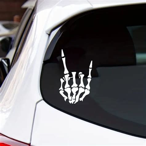 Rock Skeleton Hand Rock Roll Horns Vinyl Decal Sticker Car Temu