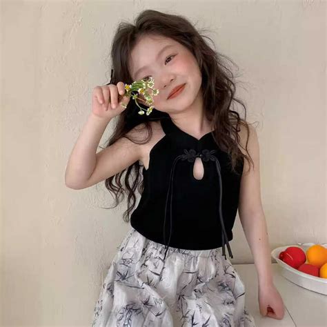 Mga Batang Damit Na Babae 2024 Bagong Chinese Style Summer Sleeveless T