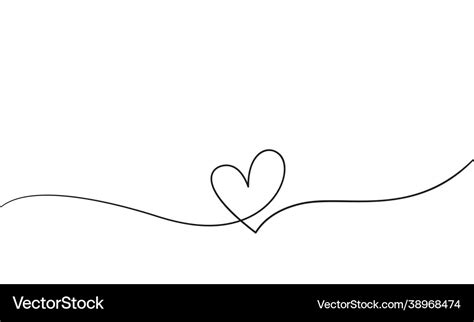 One Line Drawing Heart Hand Drawn Minimalist Vector Image