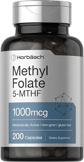 Horbäach Methyl Folate Supplement 1000 Mcg 200 Capsules