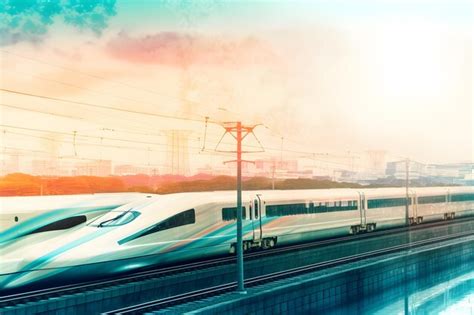 Premium AI Image Modern High Speed Train Neural Network AI Generated
