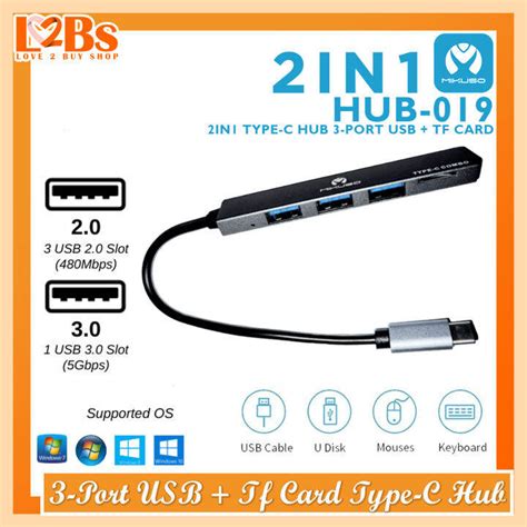 MIKUSO HUB 019 Type C USB HUB 3 Ports 2 0 Usb Hub TF Card Slot Ultra Thin Multi HUB Splitter
