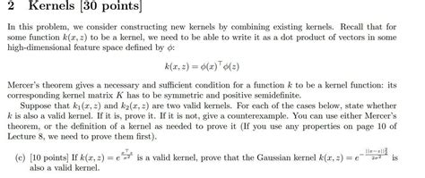Solved 2 Kernels 30 Points In This Problem We Consider