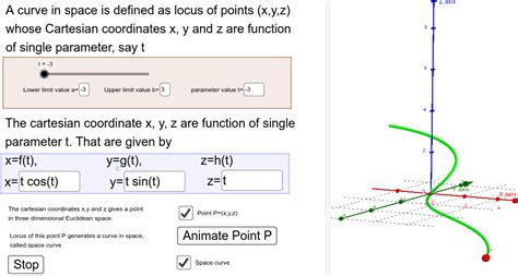 Space Curve Geogebra