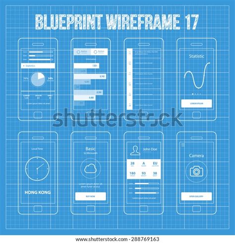 Mobile App Wireframe Ui Kit 17statistics Stock Vector Royalty Free 288769163 Shutterstock