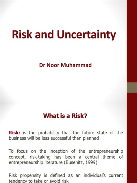 Lecture 4 Risk And Uncertainty Pdf Entrepreneurship Uncertainty