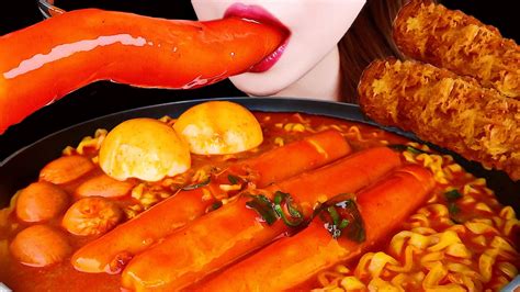 Asmr Soupy Fire Noodles Garaetteok Tteokbokki Cheese Pork Cutlet
