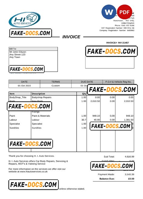 Usa Amazon Invoice Template In Word And Pdf Format Fully Editable Fake Docs