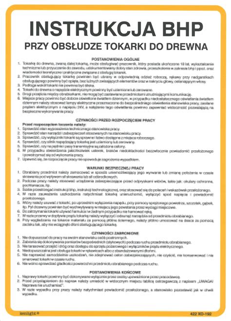 INSTRUKCJA BHP PRZY OBSŁUDZE TOKARKI DO DREWNA porównaj ceny Allegro pl