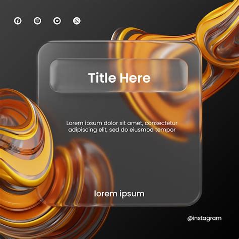 Premium PSD Post Social Media Of Glassmorphism Design With D Abstract Shape Rendering