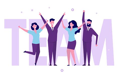 성공적인 비즈니스 팀 승리를 축 하 합니다 동료 사무실 노동자 또는 일 하는 실업가의 그룹 벡터 일러스트 레이 션 일러스트레이션에 대한 스톡 벡터 아트 및 기타 이미지